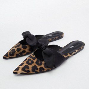 Zara | Shoes | Zara Leopard Print Mules With Bow | Poshmark